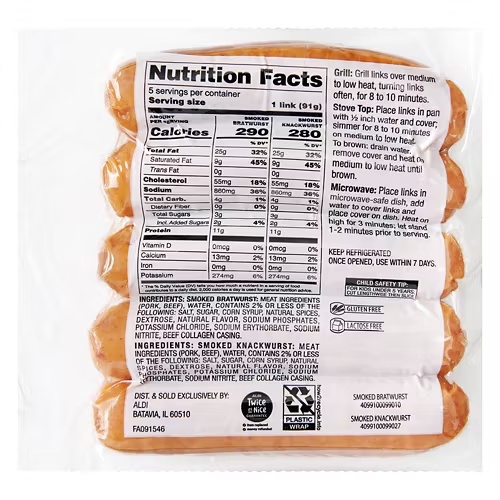 SmokedKnackwurstSausage,16oz - ALDI Grocery Stores - Quality Food ...